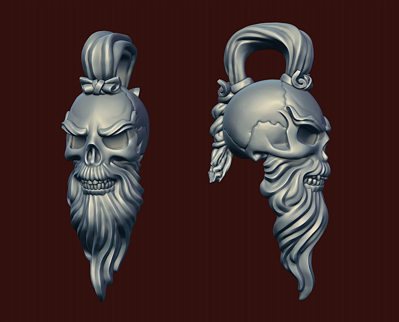 Skull Sensei beard apigtail pendant 3D print model - TurboSquid 1873714