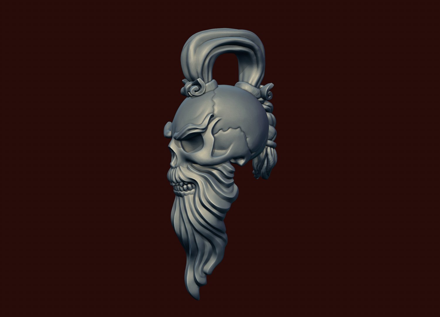 Skull Sensei Beard Apigtail Pendant 3D Print Model - TurboSquid 1873714