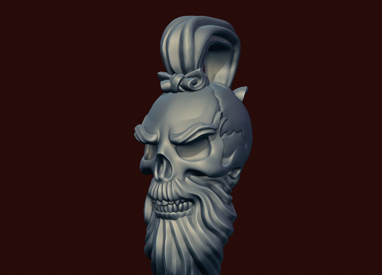 Skull Sensei Beard Apigtail Pendant 3D Print Model - TurboSquid 1873714