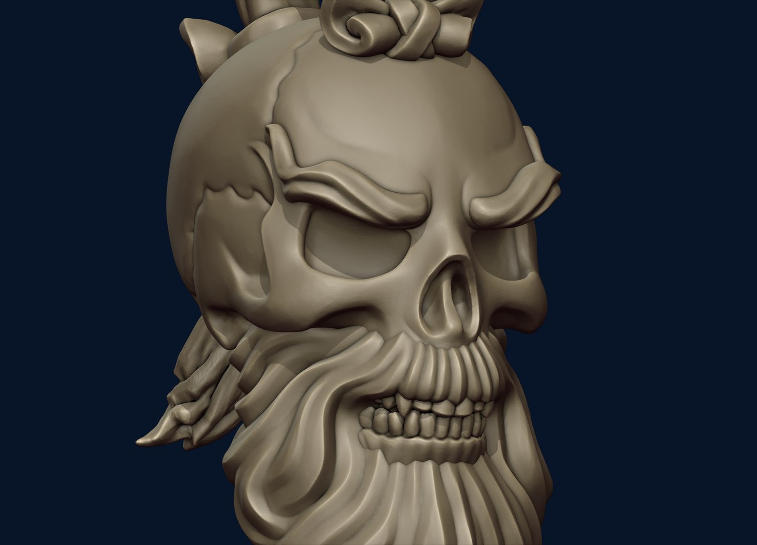 Skull Sensei Beard Apigtail Pendant 3D Print Model - TurboSquid 1873714