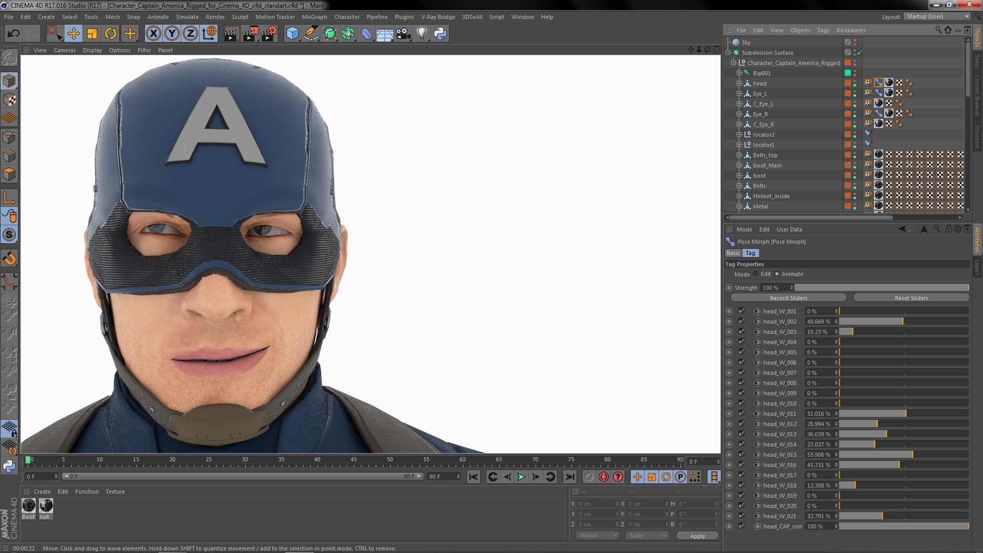 Character Captain America Rigged for Cinema 4D model - TurboSquid 2052235