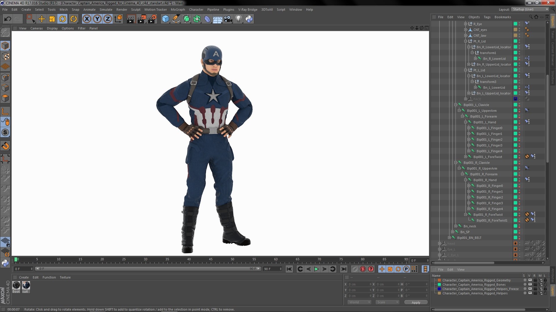 Character Captain America Rigged for Cinema 4D model - TurboSquid 2052235