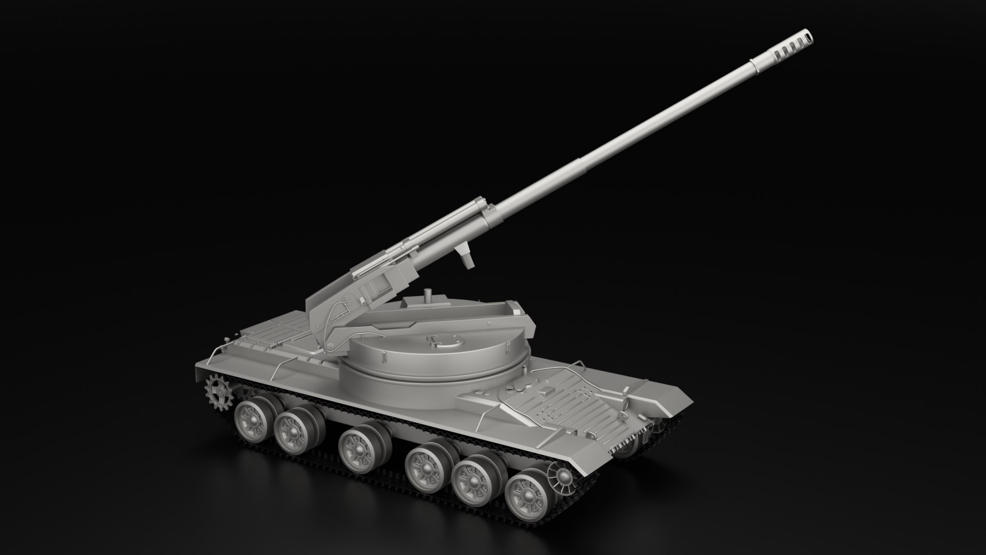 3D Object 327 Puck Self-propelled Artillery High-poly Rigged Model ...