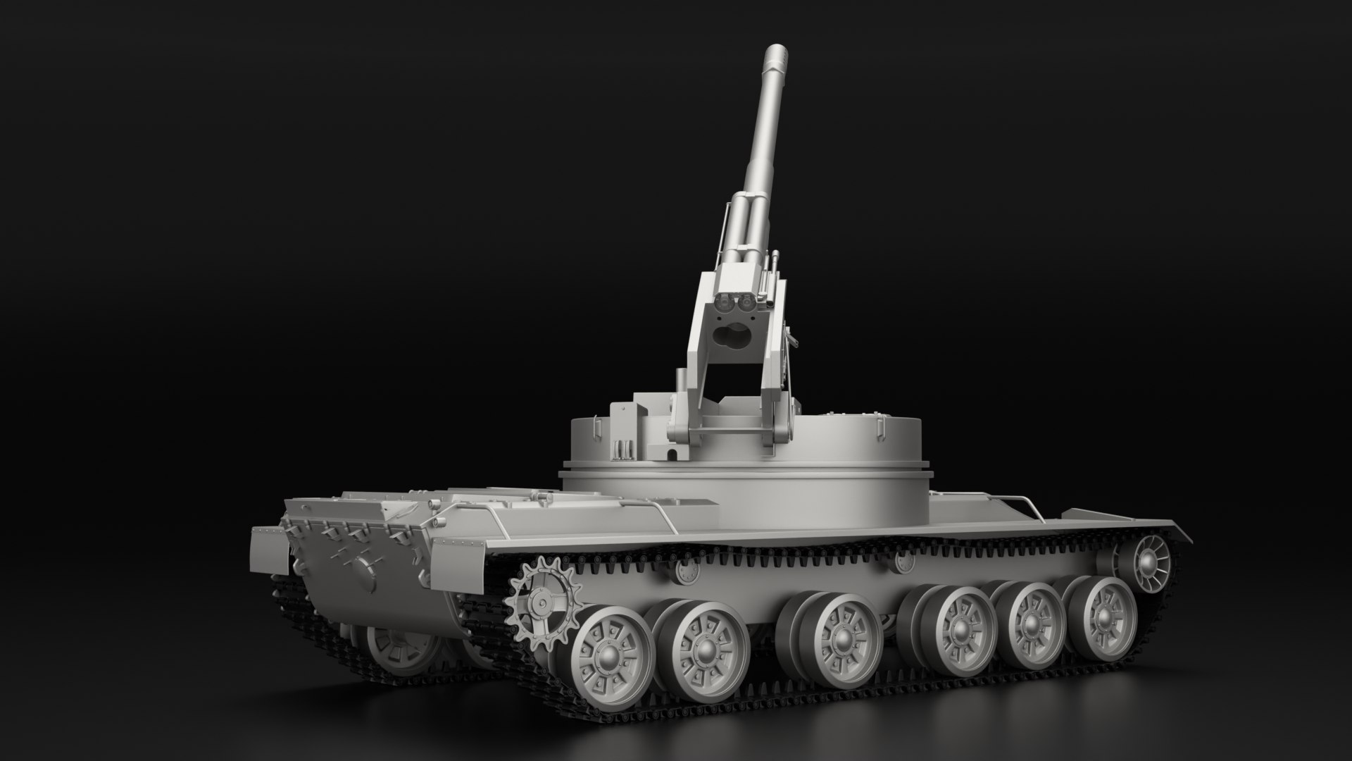 3D Object 327 Puck Self-propelled Artillery High-poly Rigged Model ...