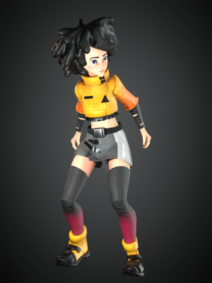 3D Cartoon Rigged Cute Dance Girl-Amelia Character 3D Model Model ...