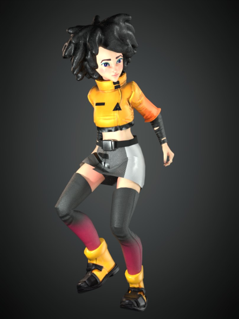 3D Cartoon Rigged Cute Dance Girl-Amelia Character 3D Model Model ...