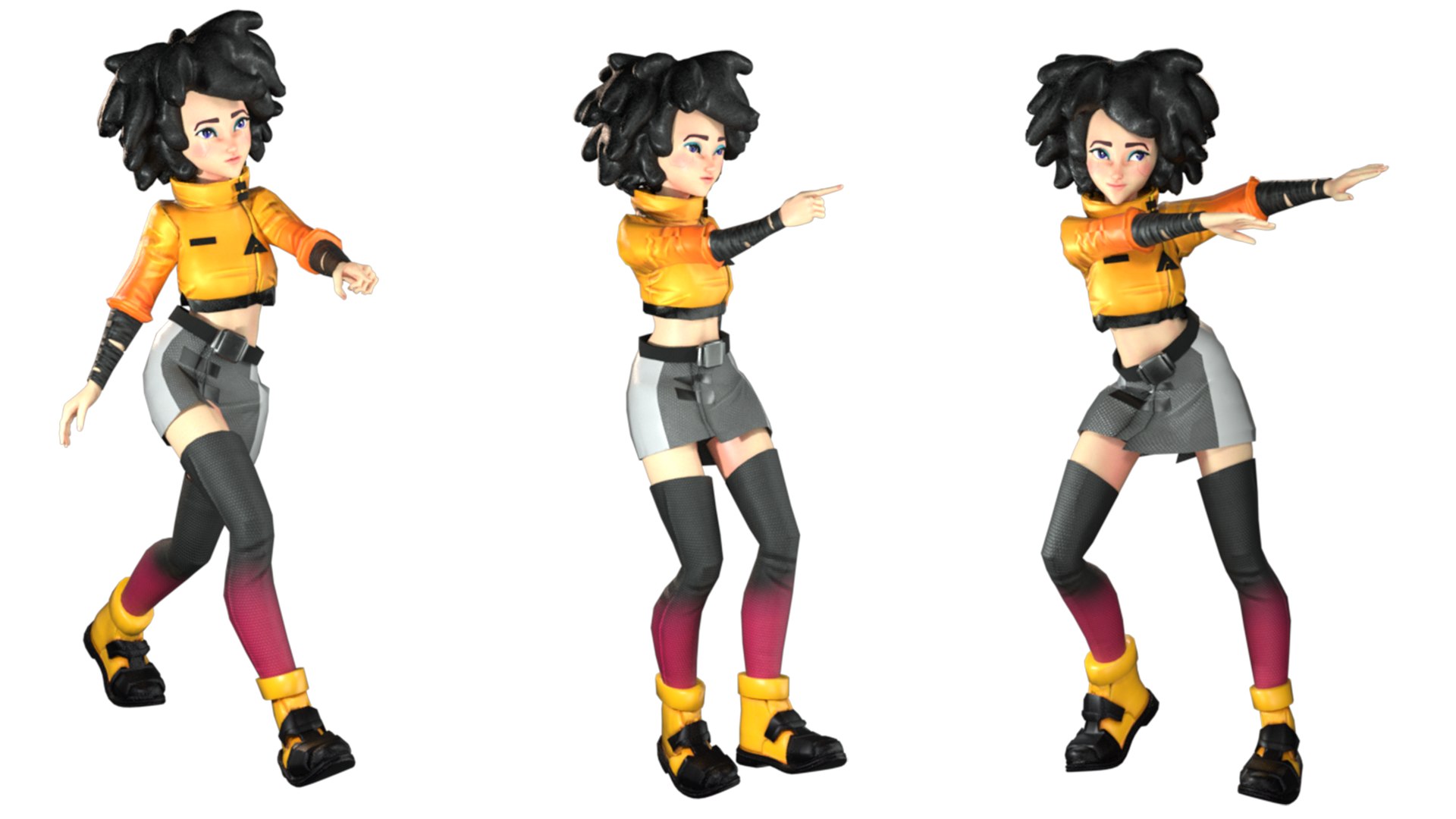 3D Cartoon Rigged Cute Dance Girl-Amelia Character 3D Model Model ...