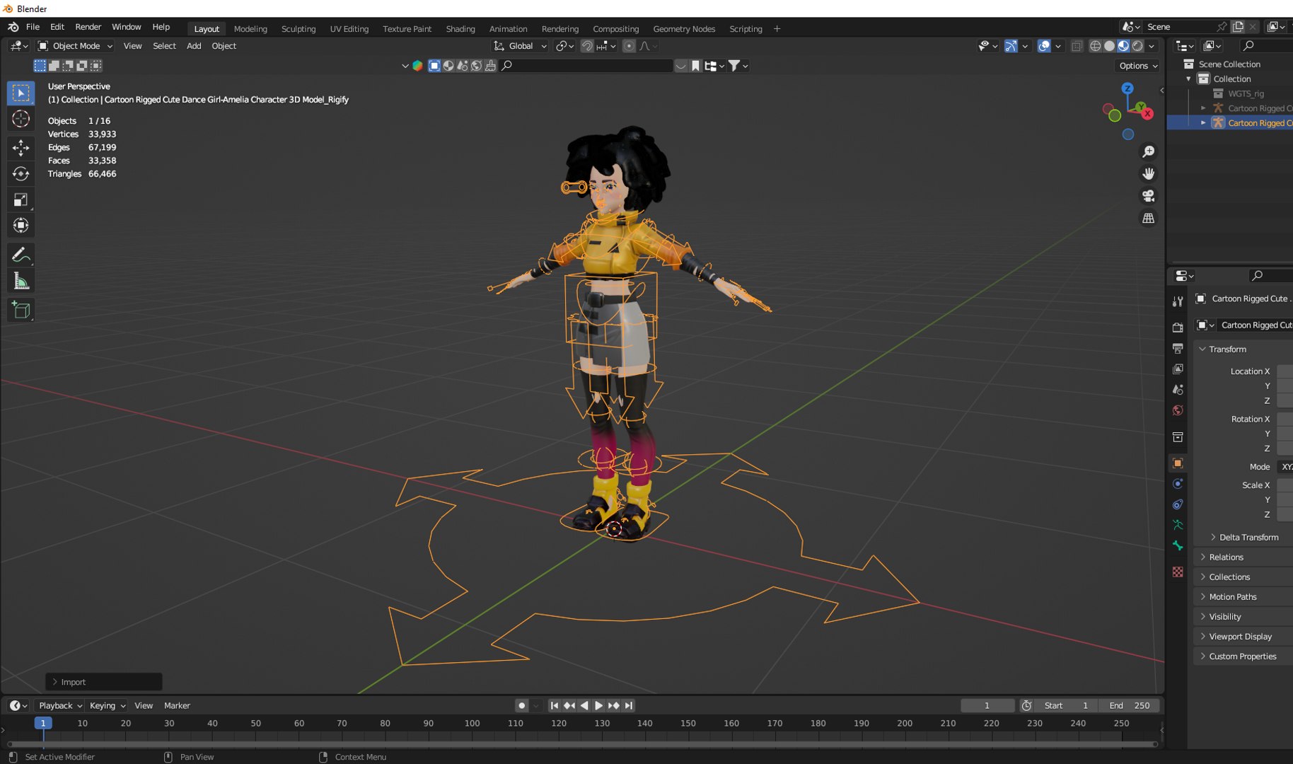 3D Cartoon Rigged Cute Dance Girl-Amelia Character 3D Model Model ...