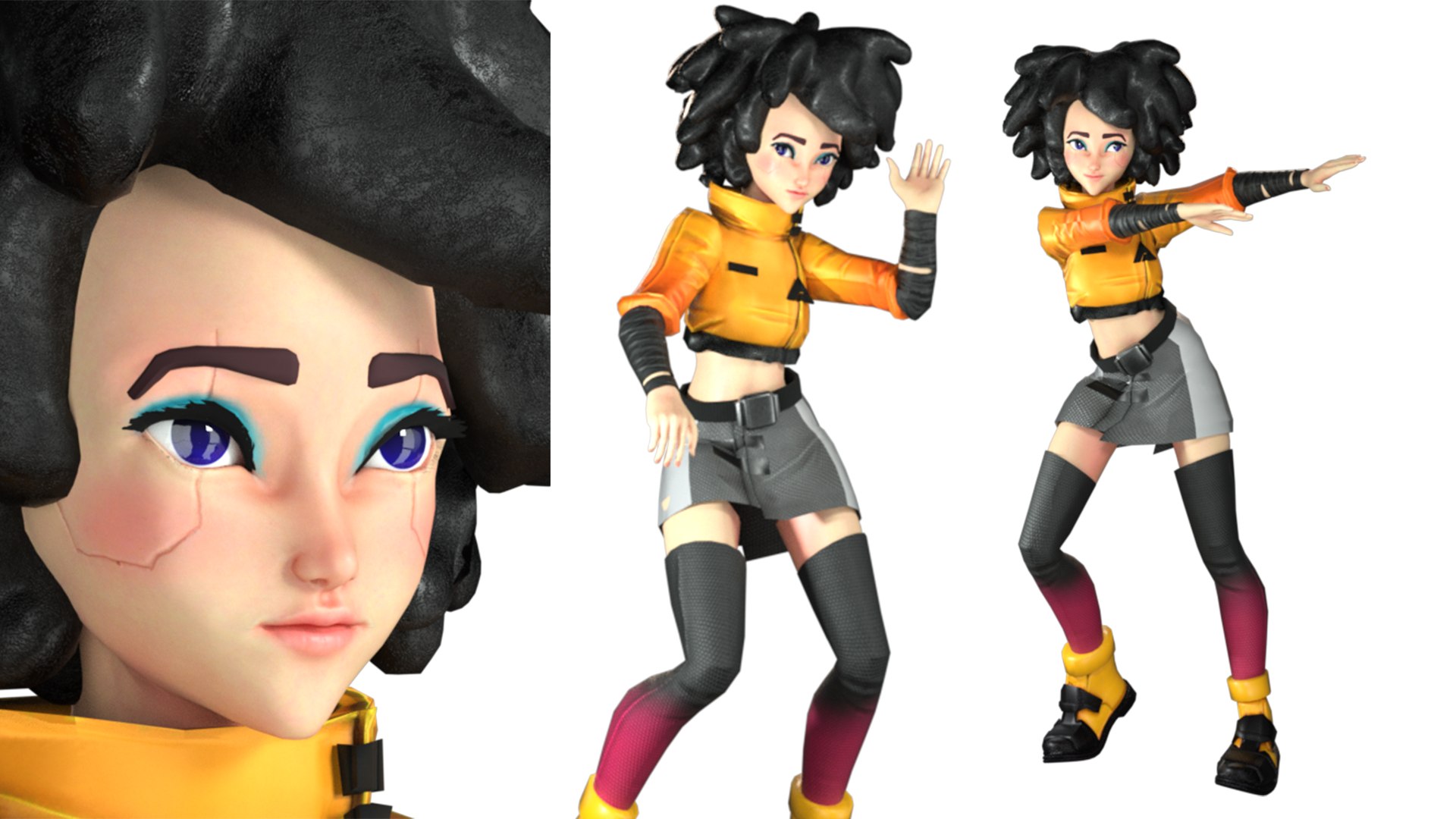 3D Cartoon Rigged Cute Dance Girl-Amelia Character 3D Model Model ...