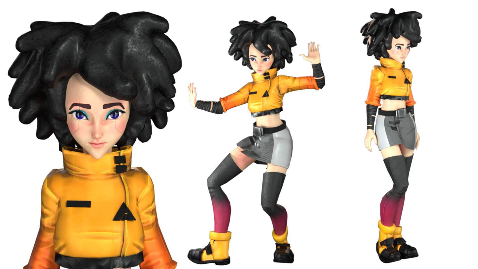 3D Cartoon Rigged Cute Dance Girl-Amelia Character 3D Model Model ...