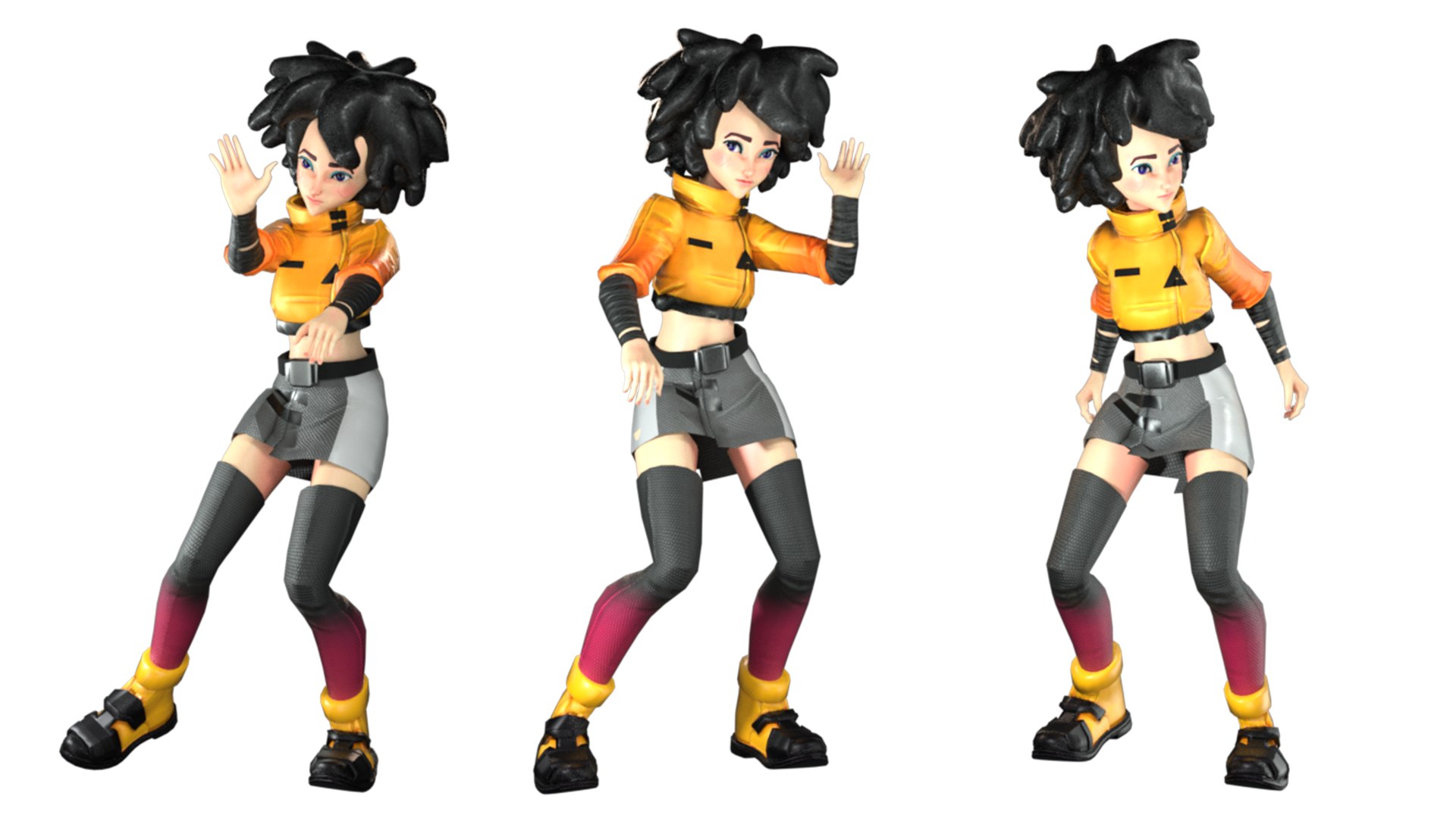 3D Cartoon Rigged Cute Dance Girl-Amelia Character 3D Model Model ...