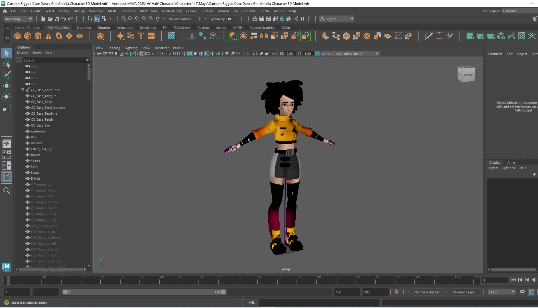 3D Cartoon Rigged Cute Dance Girl-Amelia Character 3D Model Model ...