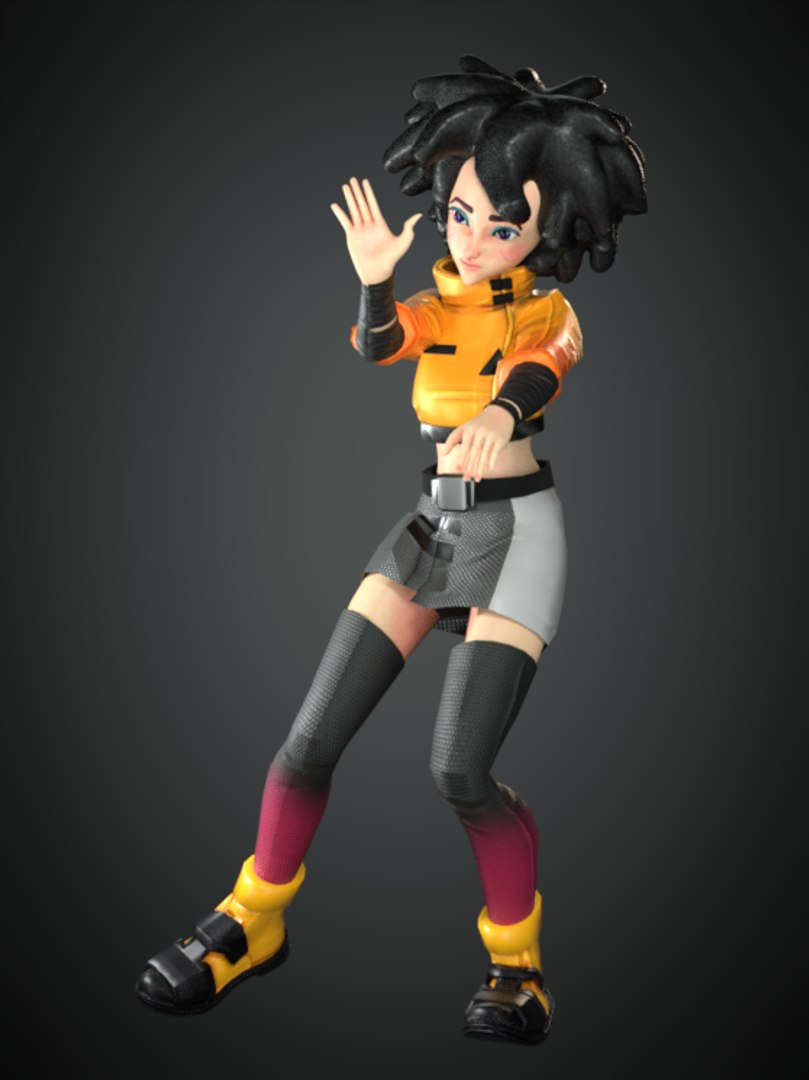 3D Cartoon Rigged Cute Dance Girl-Amelia Character 3D Model Model ...