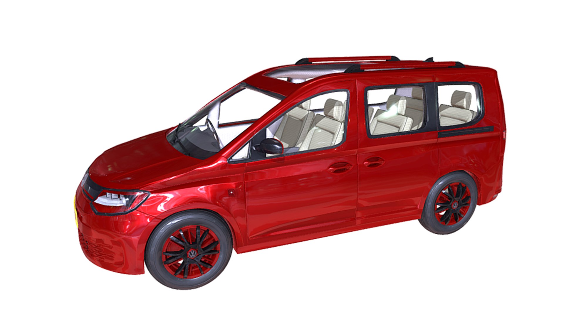 3D Model Red Van Volkswagen Caddy 2021 - TurboSquid 2149365