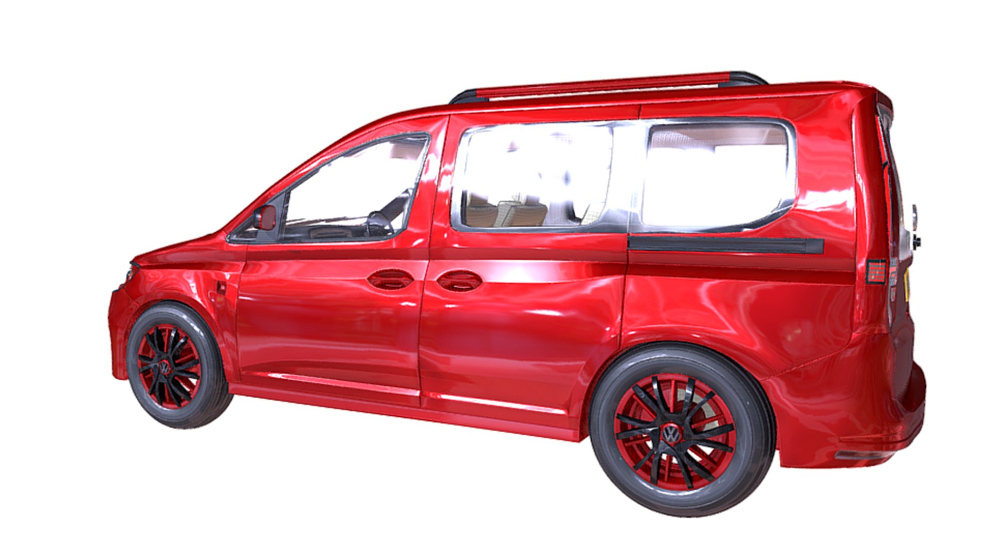 3D Model Red Van Volkswagen Caddy 2021 - TurboSquid 2149365