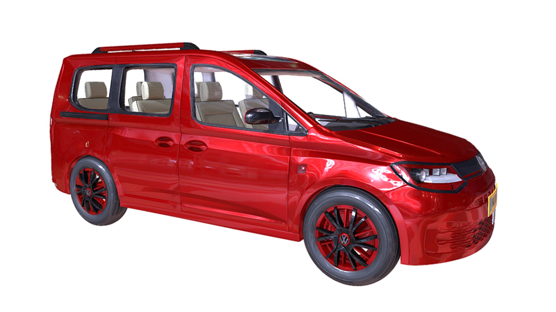 3D Model Red Van Volkswagen Caddy 2021 - TurboSquid 2149365