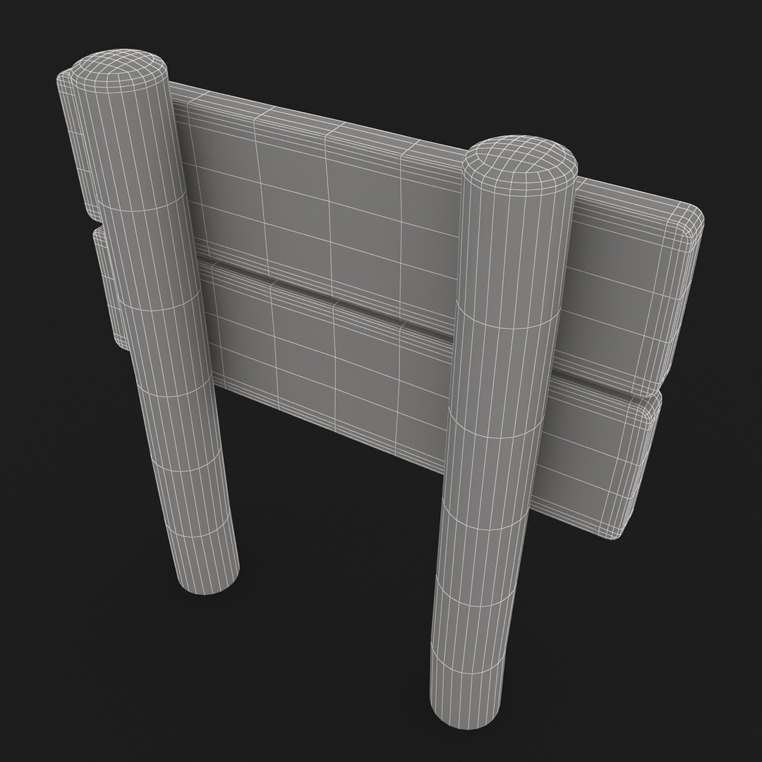 3d realistic wooden signboard 02 model