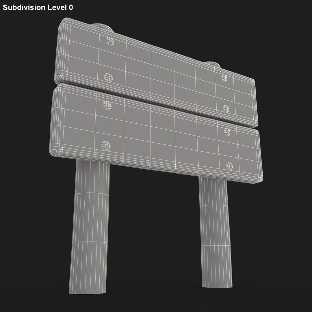 3d realistic wooden signboard 02 model