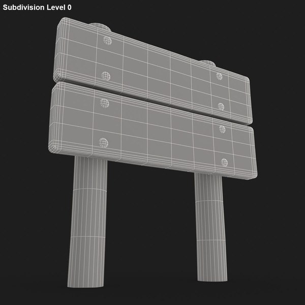 3d realistic wooden signboard 02 model