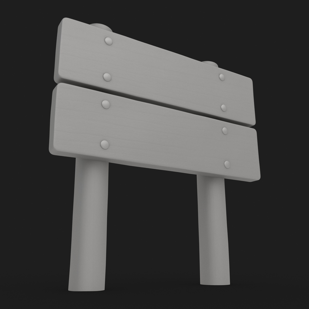 3d realistic wooden signboard 02 model