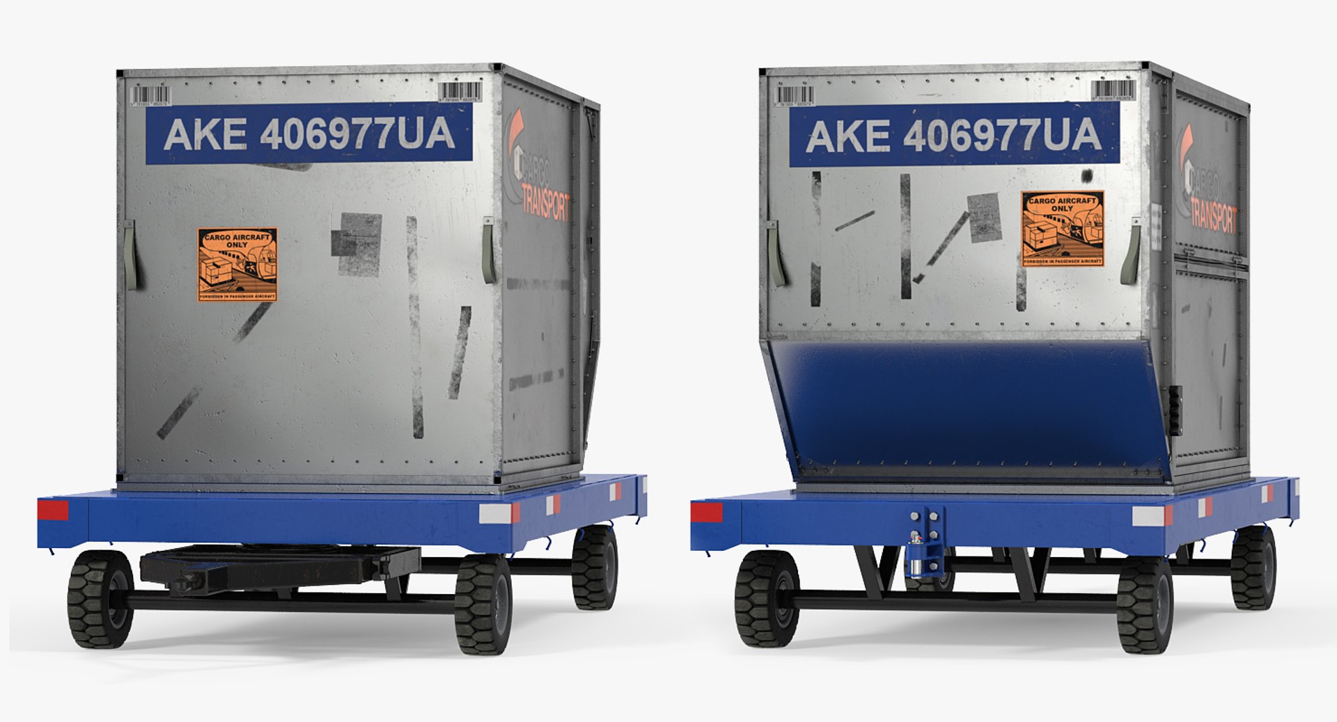 3d airport baggage trailer container model