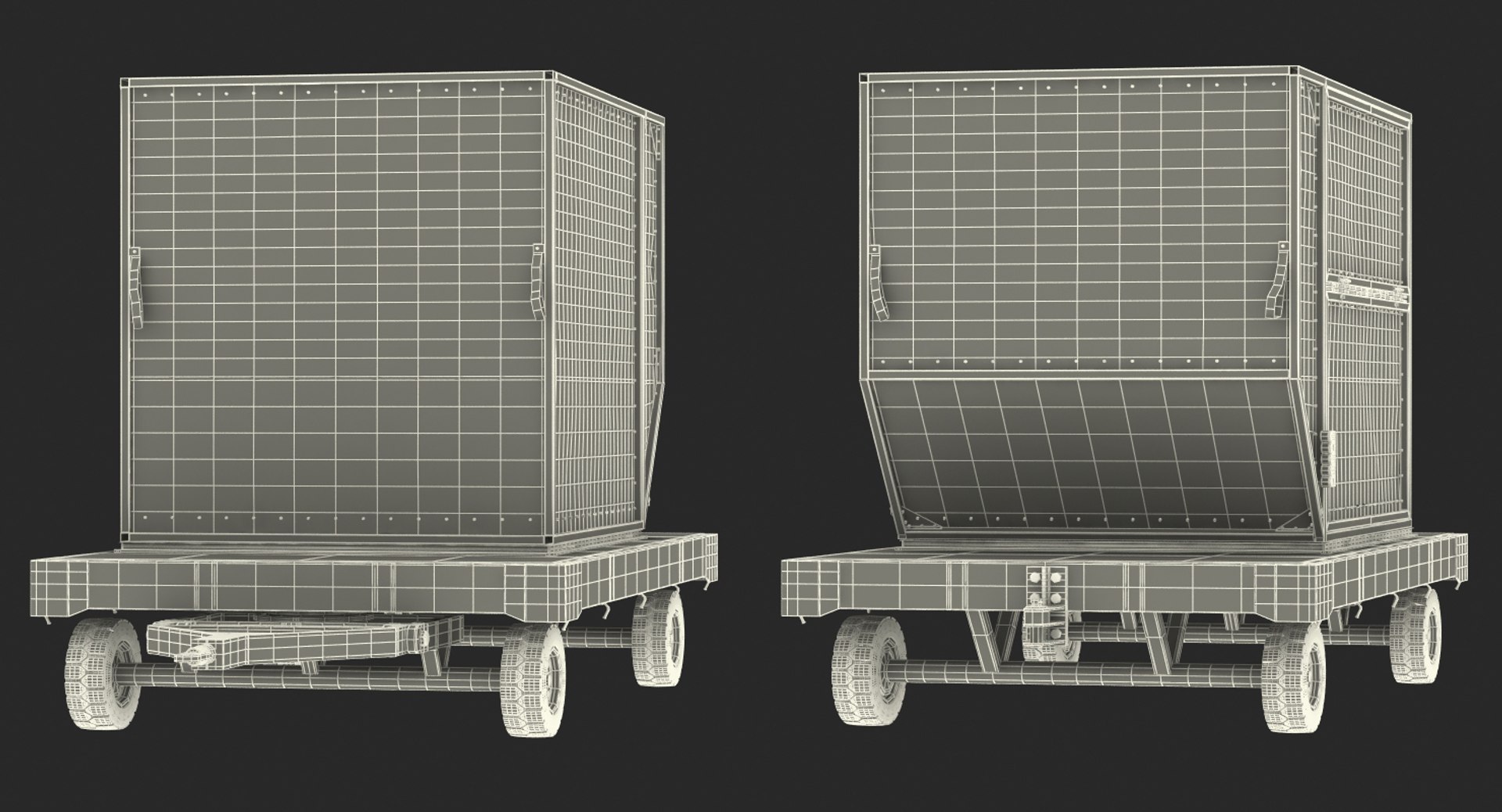 3d airport baggage trailer container model
