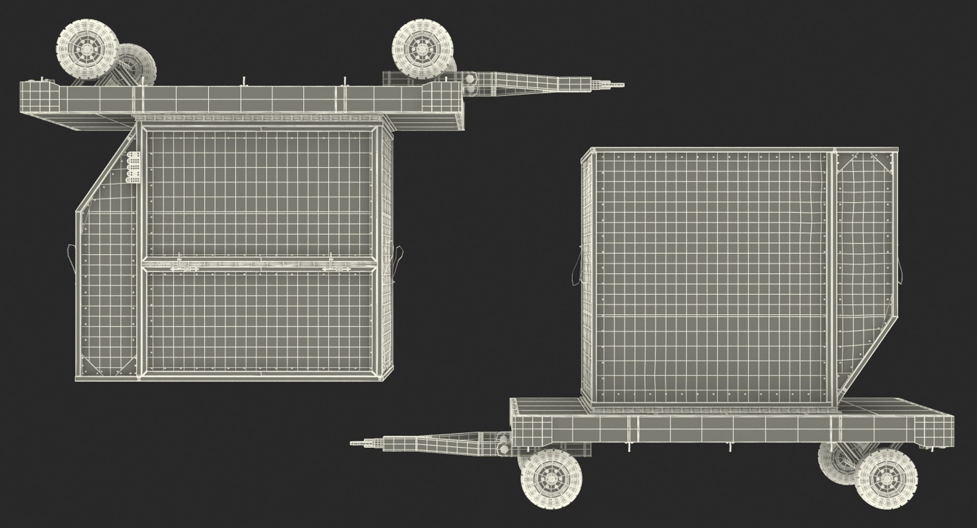 3d airport baggage trailer container model