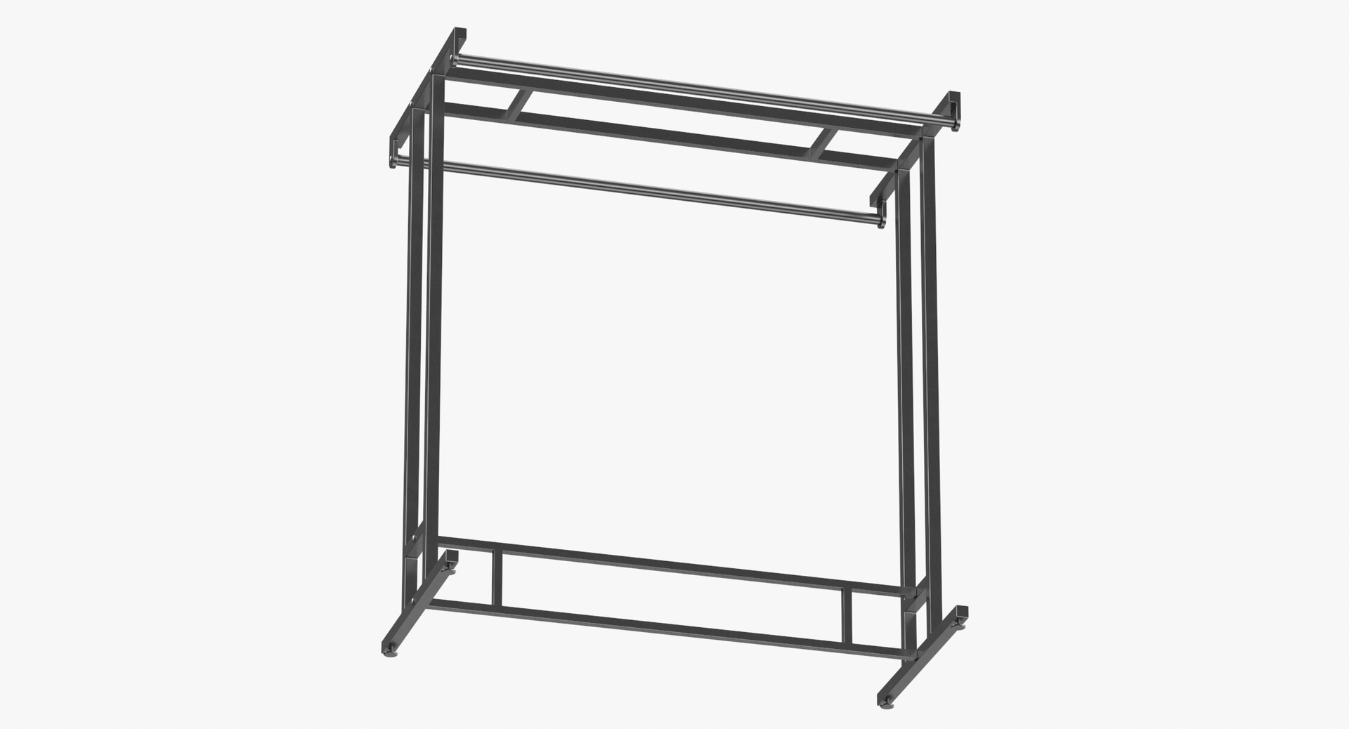 3D Clothing Double Rod Hangrail Metal Black and White model ...