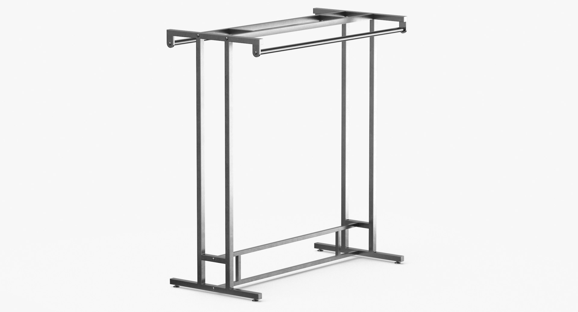 3D Clothing Double Rod Hangrail Metal Black And White Model ...