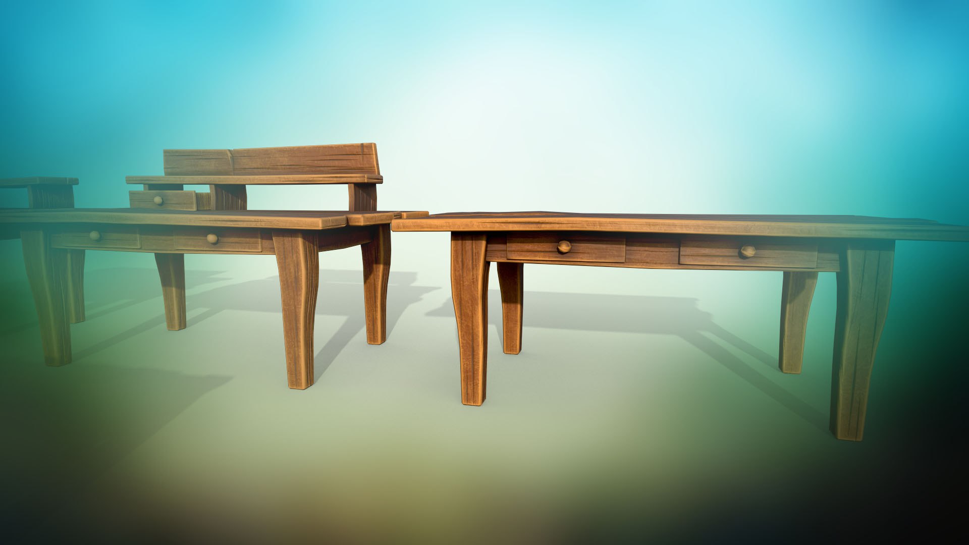 3D Set Of Stylized Tables PBR Low-poly Game Ready 3D Model Model ...