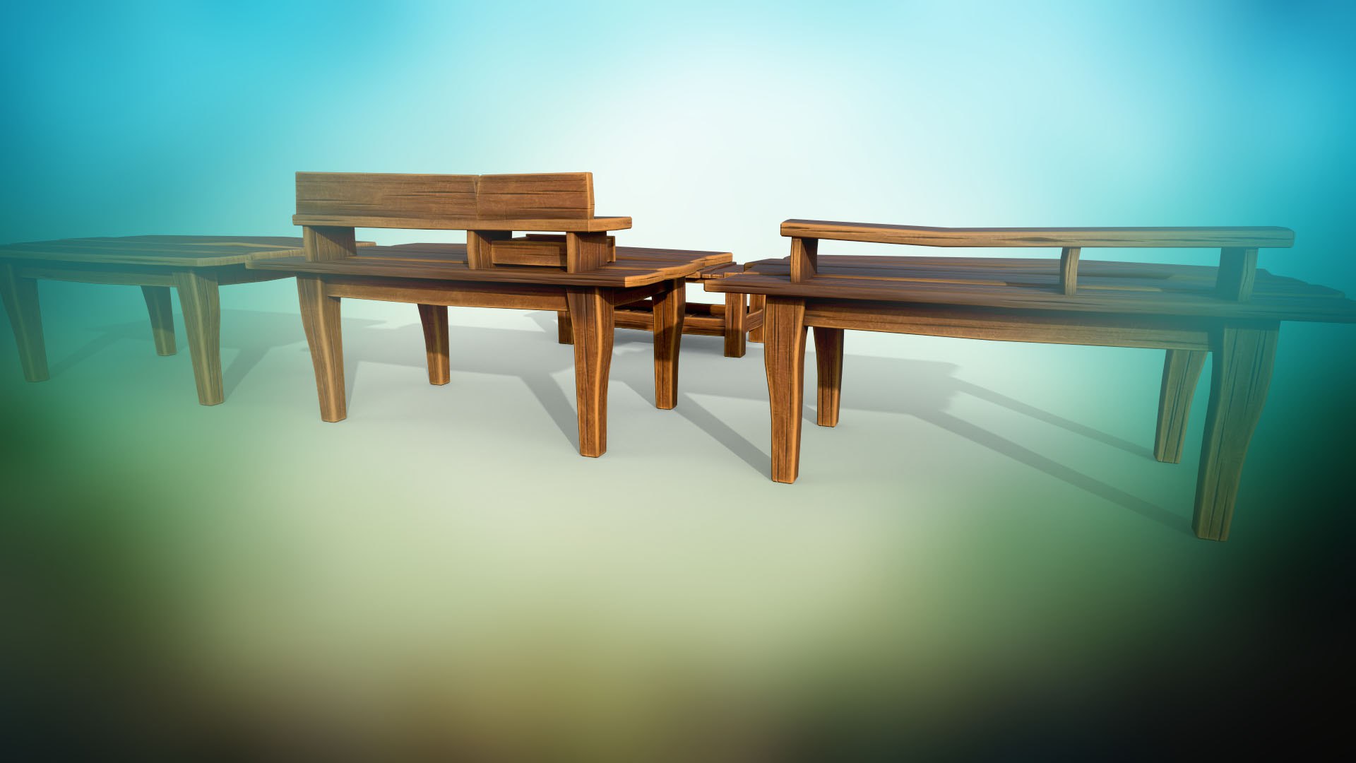 3D Set Of Stylized Tables PBR Low-poly Game Ready 3D Model Model ...