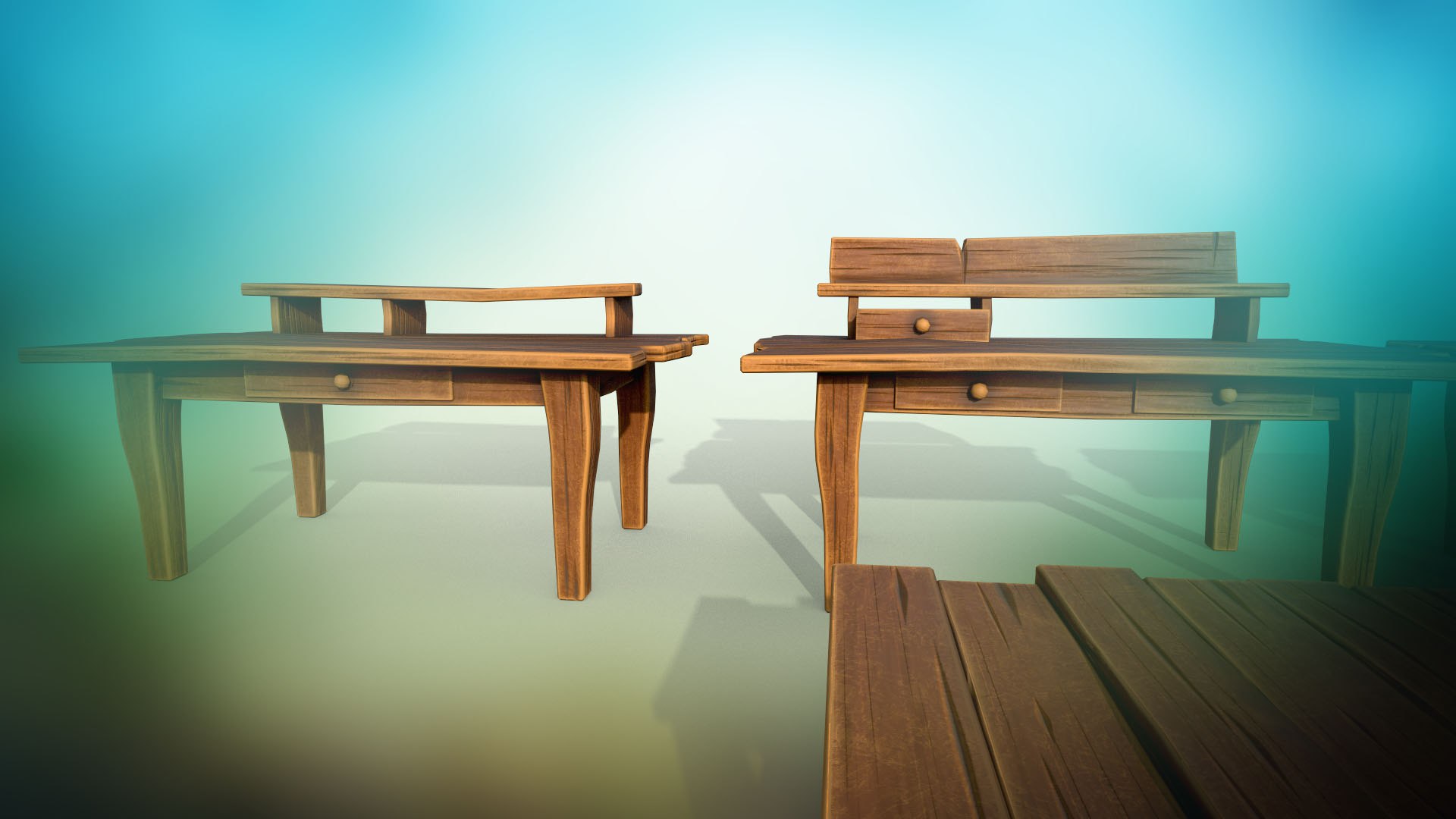 3D Set Of Stylized Tables PBR Low-poly Game Ready 3D Model Model ...