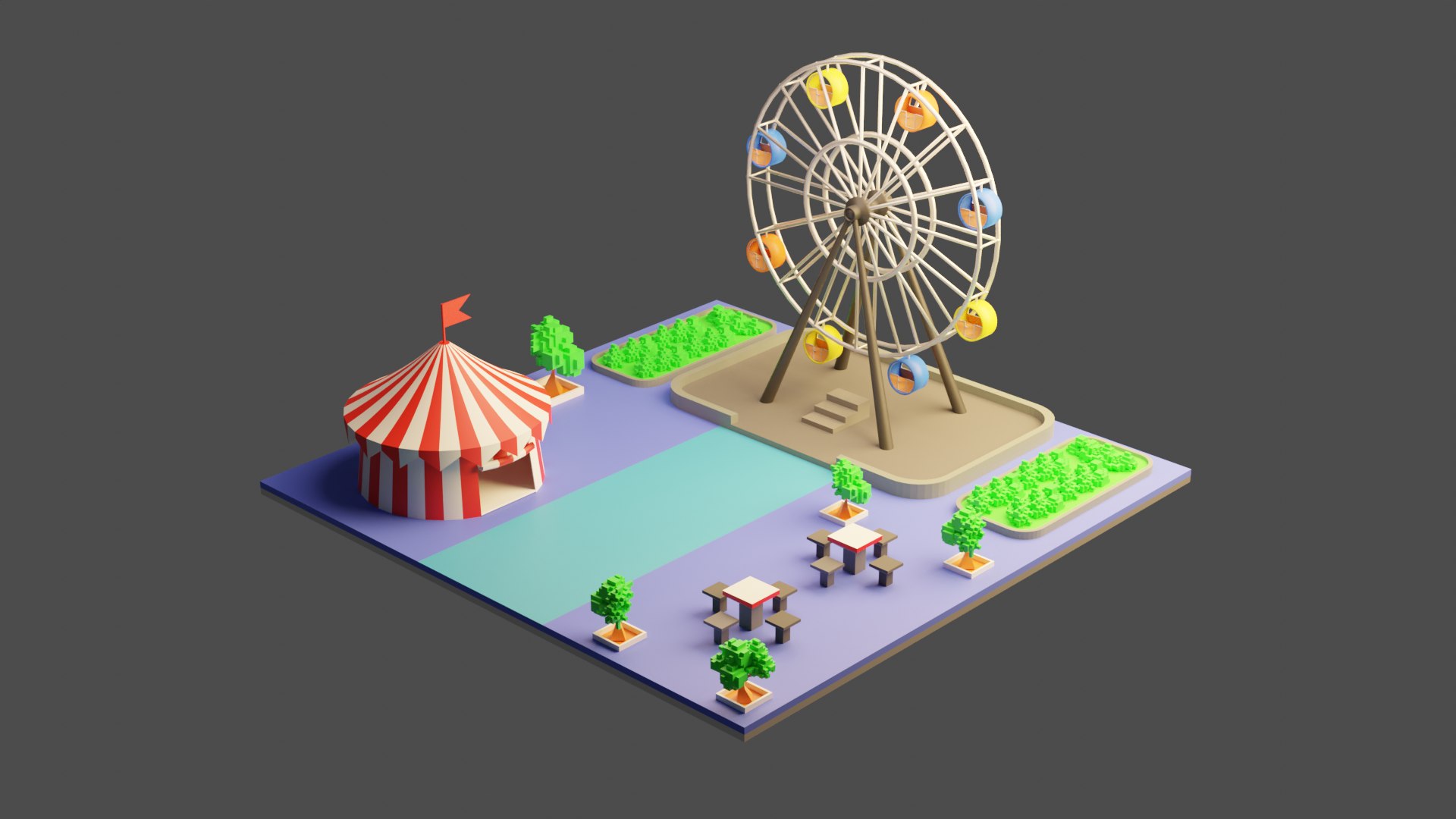 Isometric Ferris Wheel Environment 3D Model 3D - TurboSquid 2054620