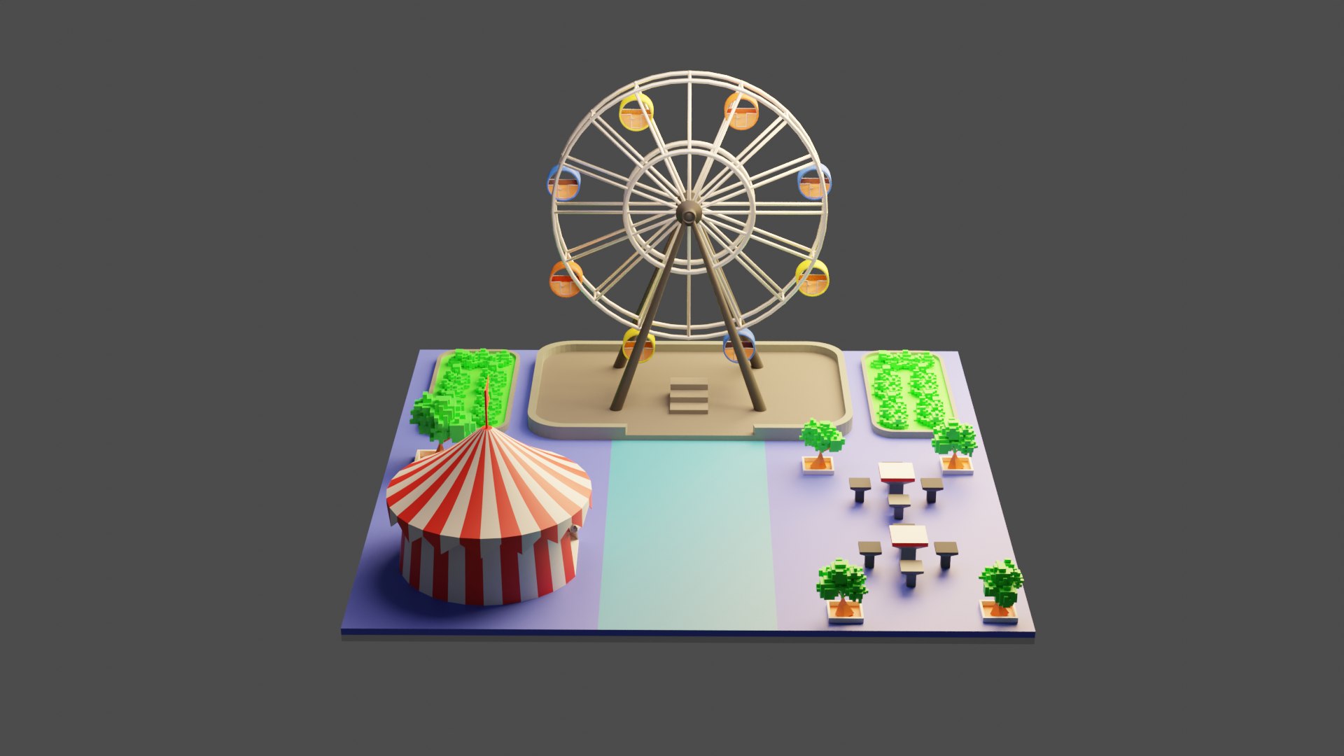 Isometric Ferris Wheel Environment 3D Model 3D - TurboSquid 2054620
