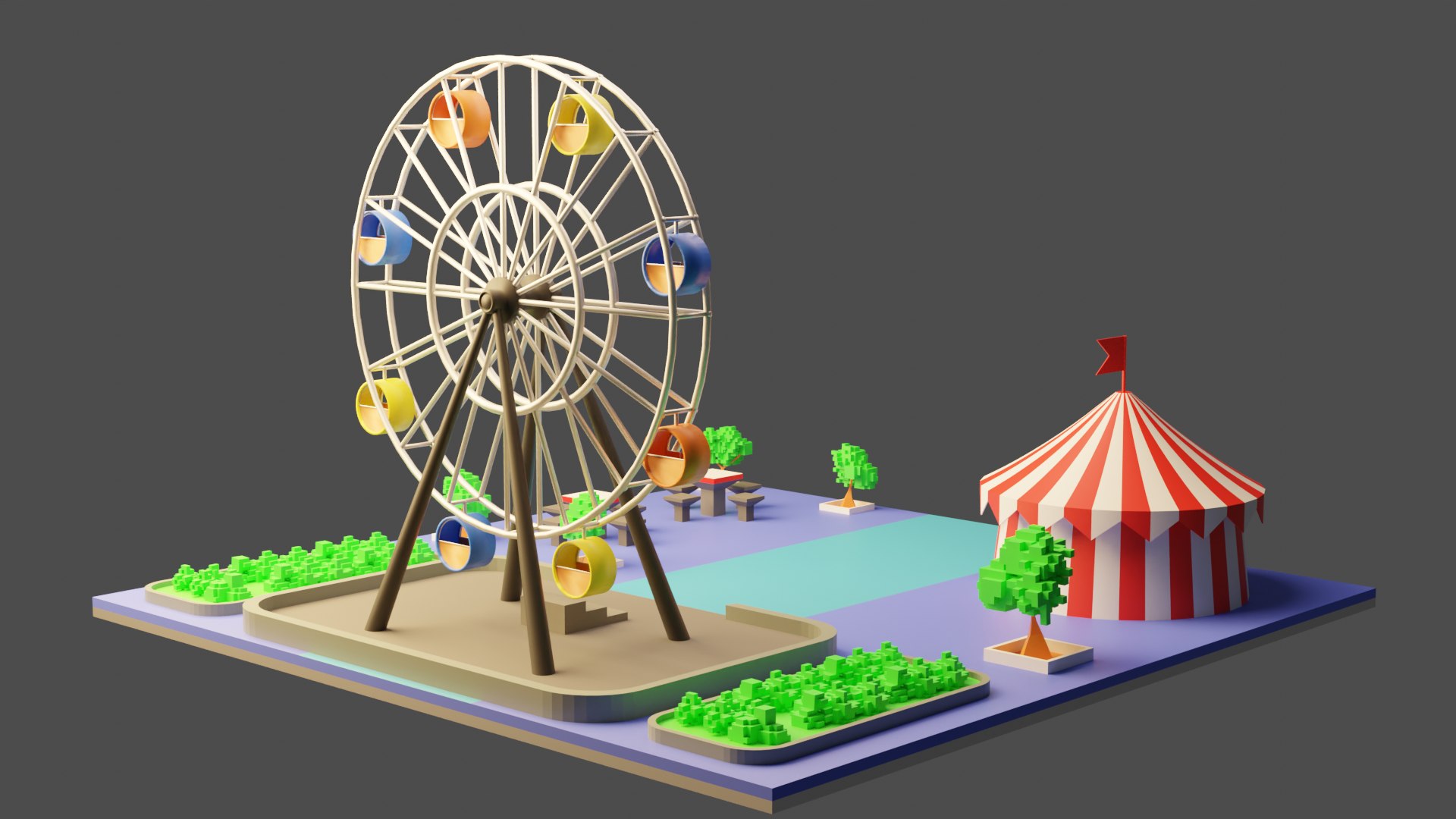 Isometric Ferris Wheel Environment 3D Model 3D - TurboSquid 2054620