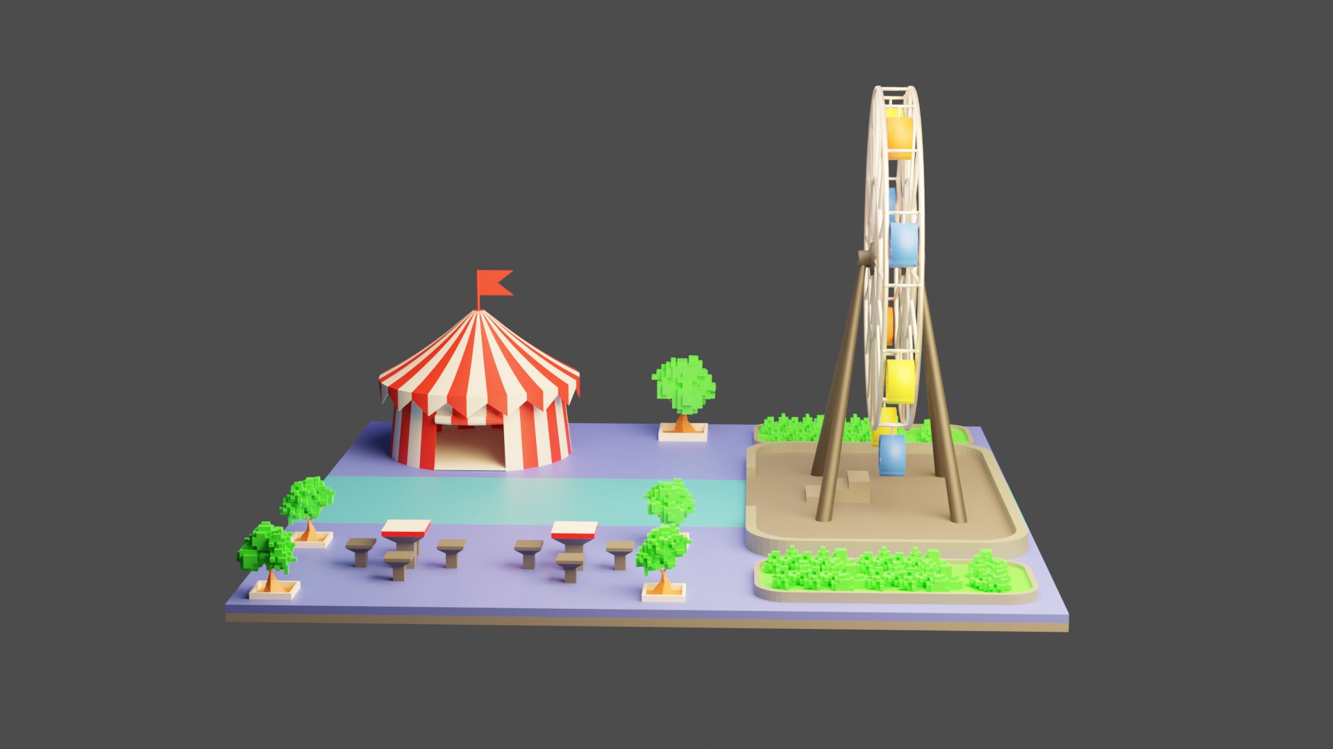 Isometric Ferris Wheel Environment 3D Model 3D - TurboSquid 2054620