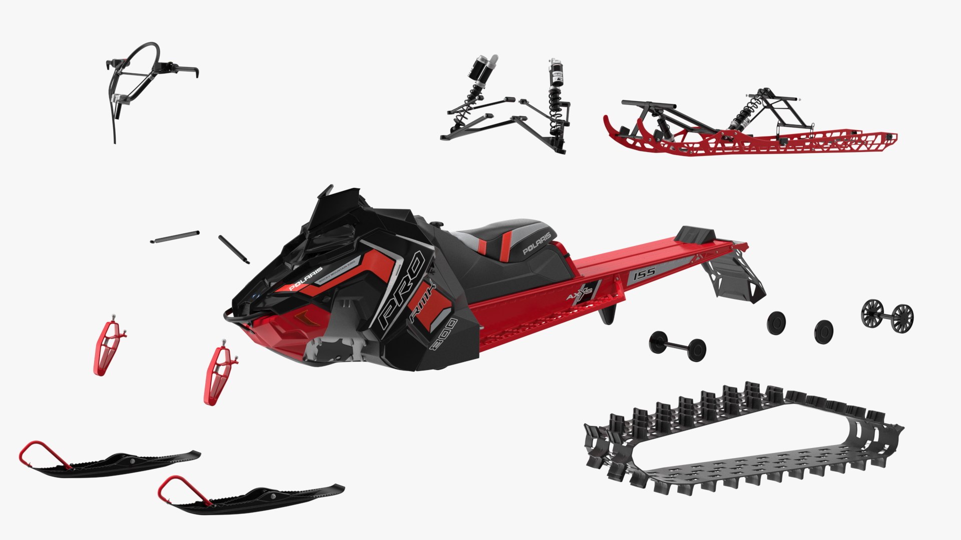 3D Polaris Sled Red Rigged Model - TurboSquid 2054584