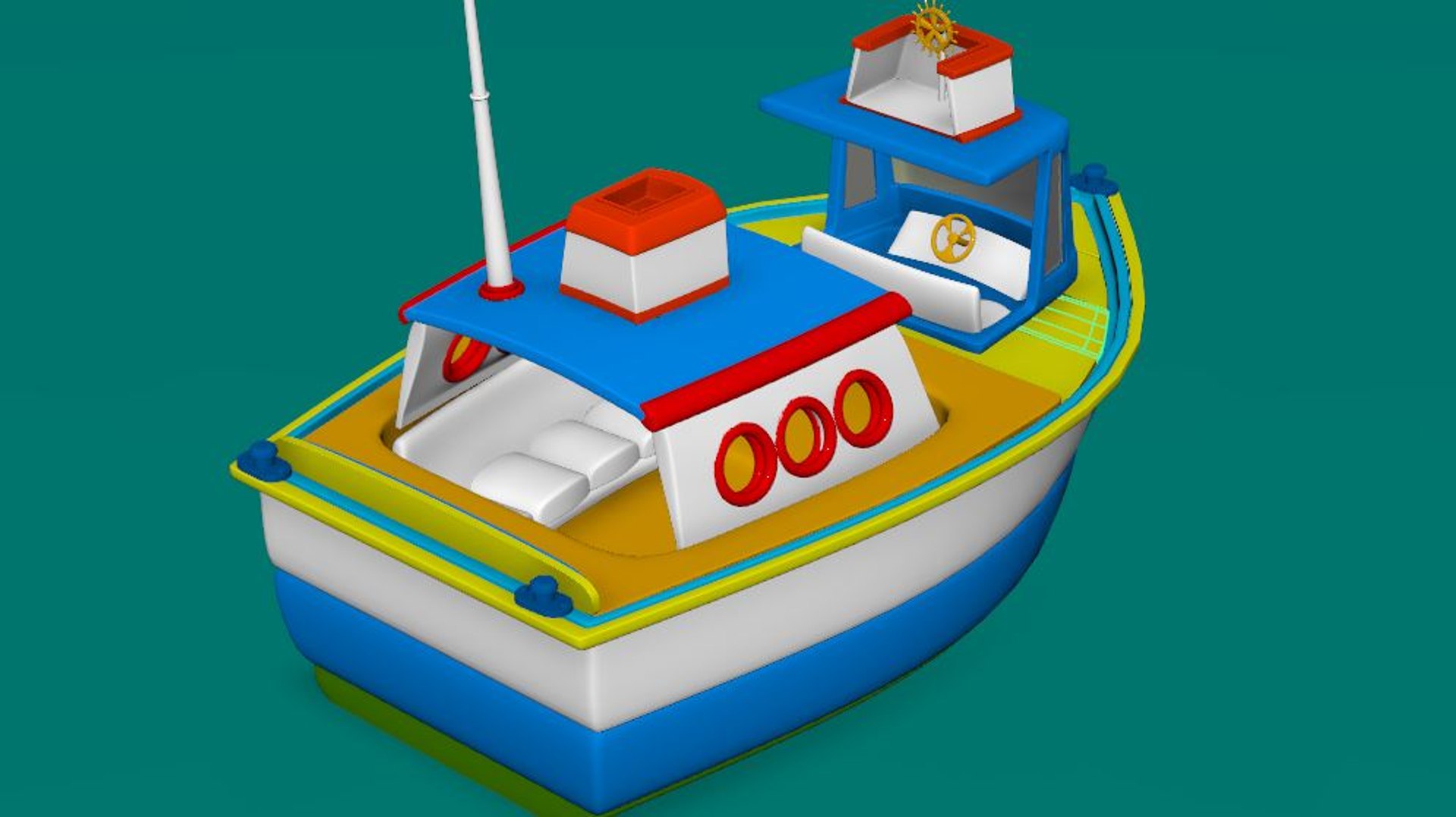 3D cartoon boat model - TurboSquid 1394628