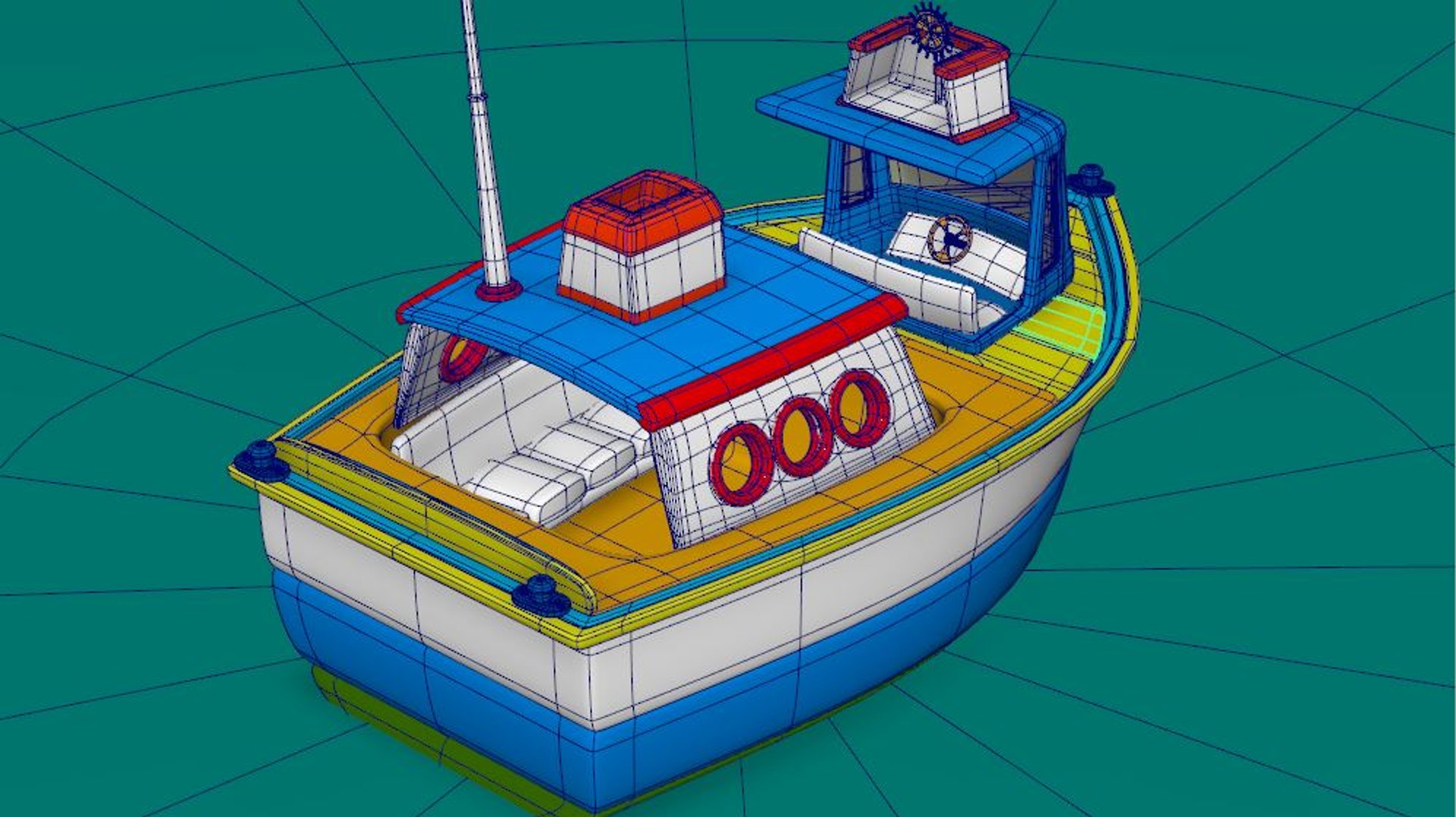 3D cartoon boat model - TurboSquid 1394628