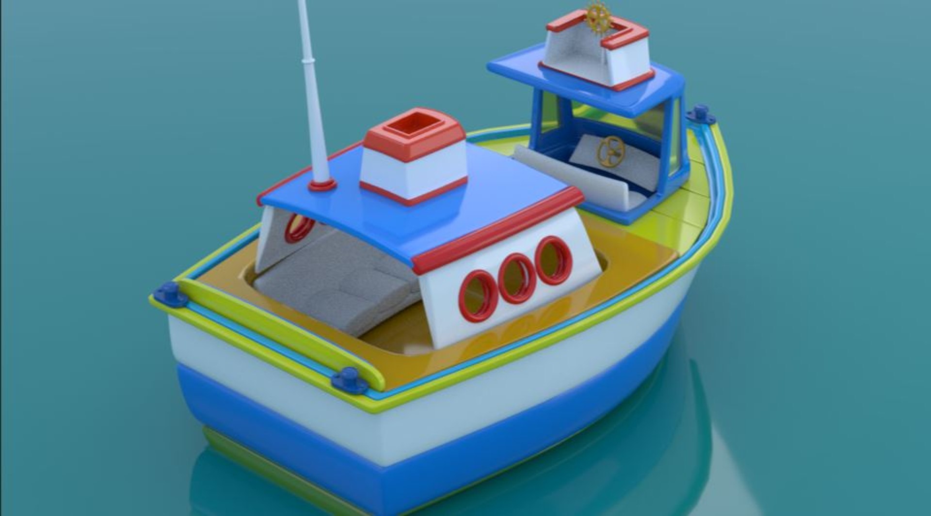 3D cartoon boat model - TurboSquid 1394628