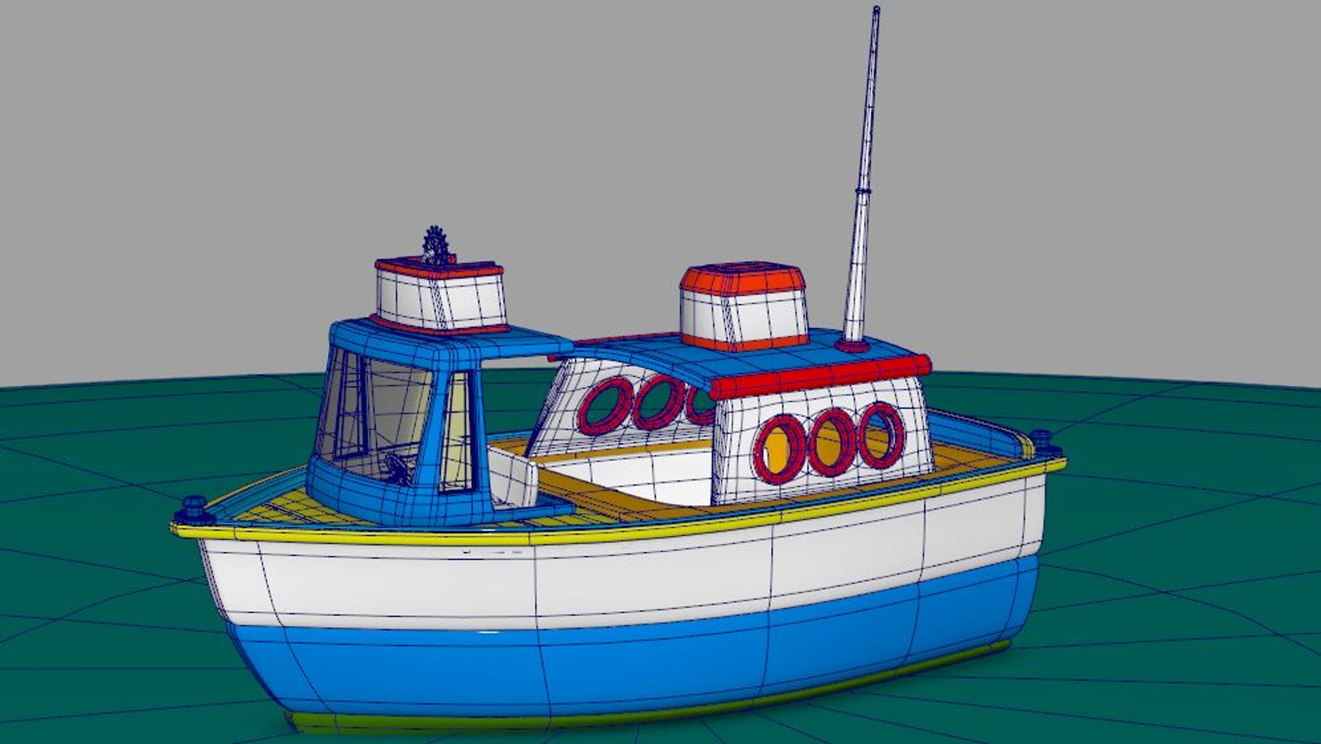 3D cartoon boat model - TurboSquid 1394628