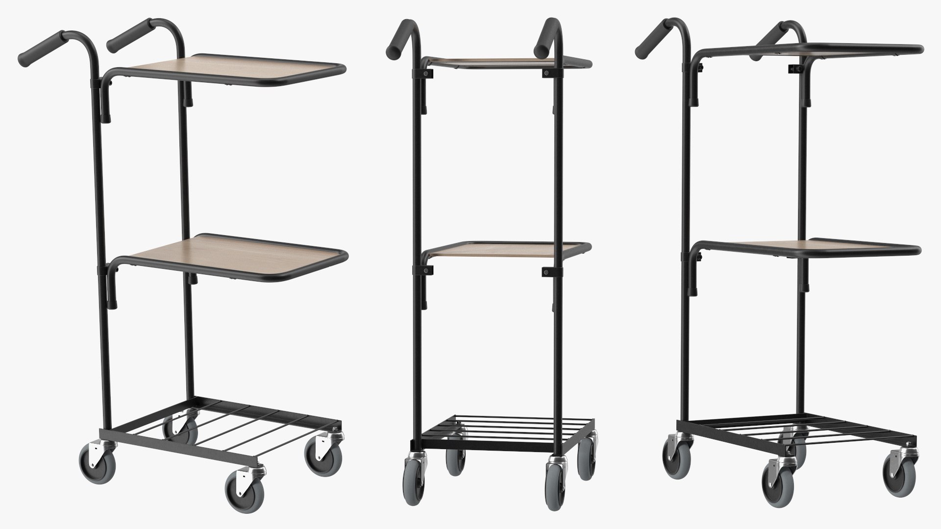 Mini Trolley With Two Shelves Black 3D Model - TurboSquid 1971280