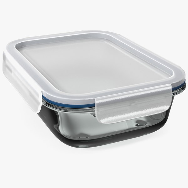 3D Rectangular Glass Clip Lock Food Container 1000ml - TurboSquid 1735851
