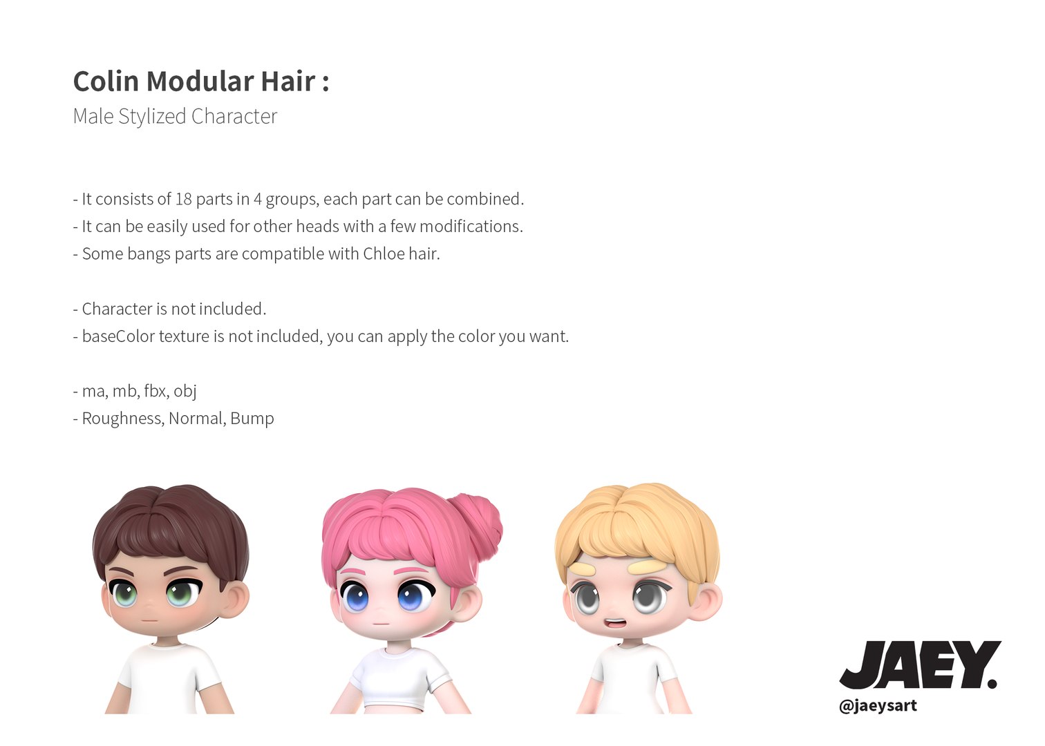 Colin Modular Hair 3D Model - TurboSquid 1941581