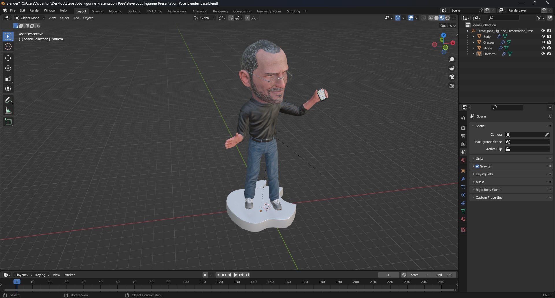 3D Steve Jobs Figurine Presentation Pose For 3D Print Model ...