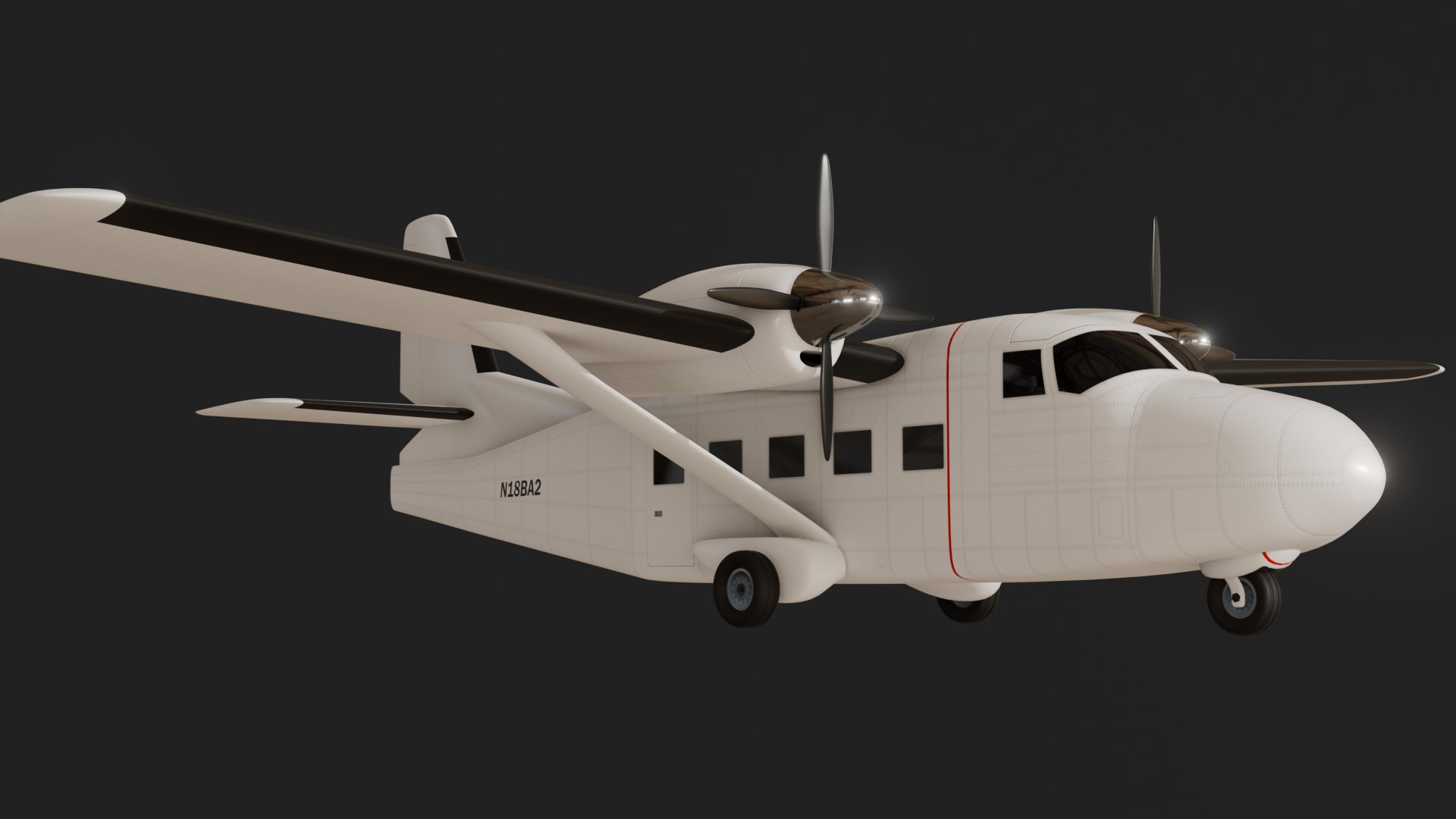 3D Realistic Fictional Twin-Prop Aircraft - TurboSquid 2351081