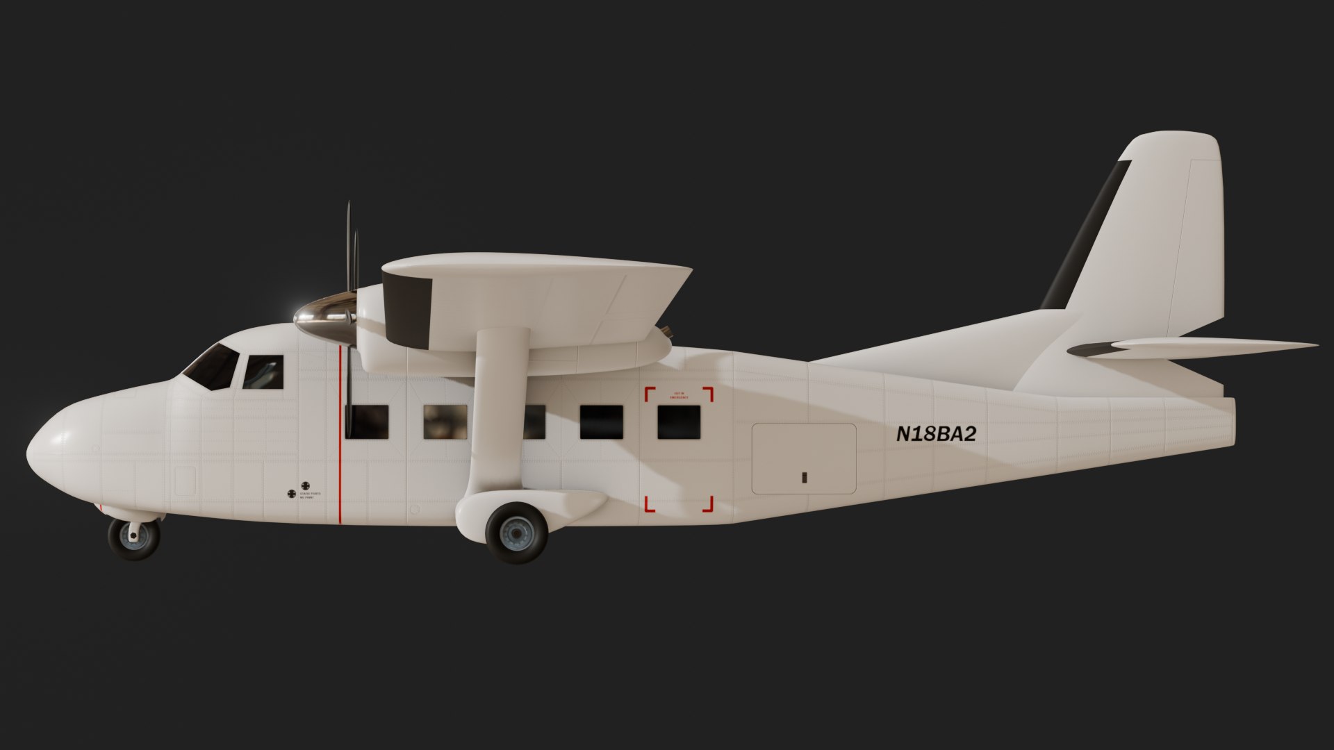 3D Realistic Fictional Twin-Prop Aircraft - TurboSquid 2351081