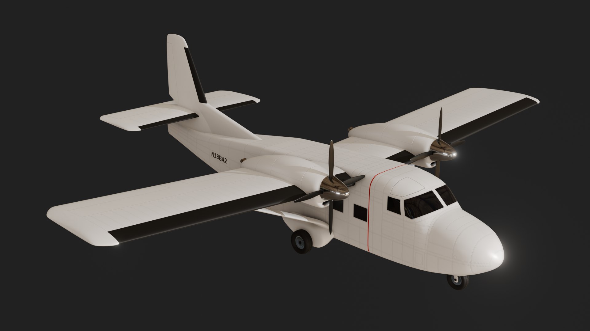 3D Realistic Fictional Twin-Prop Aircraft - TurboSquid 2351081