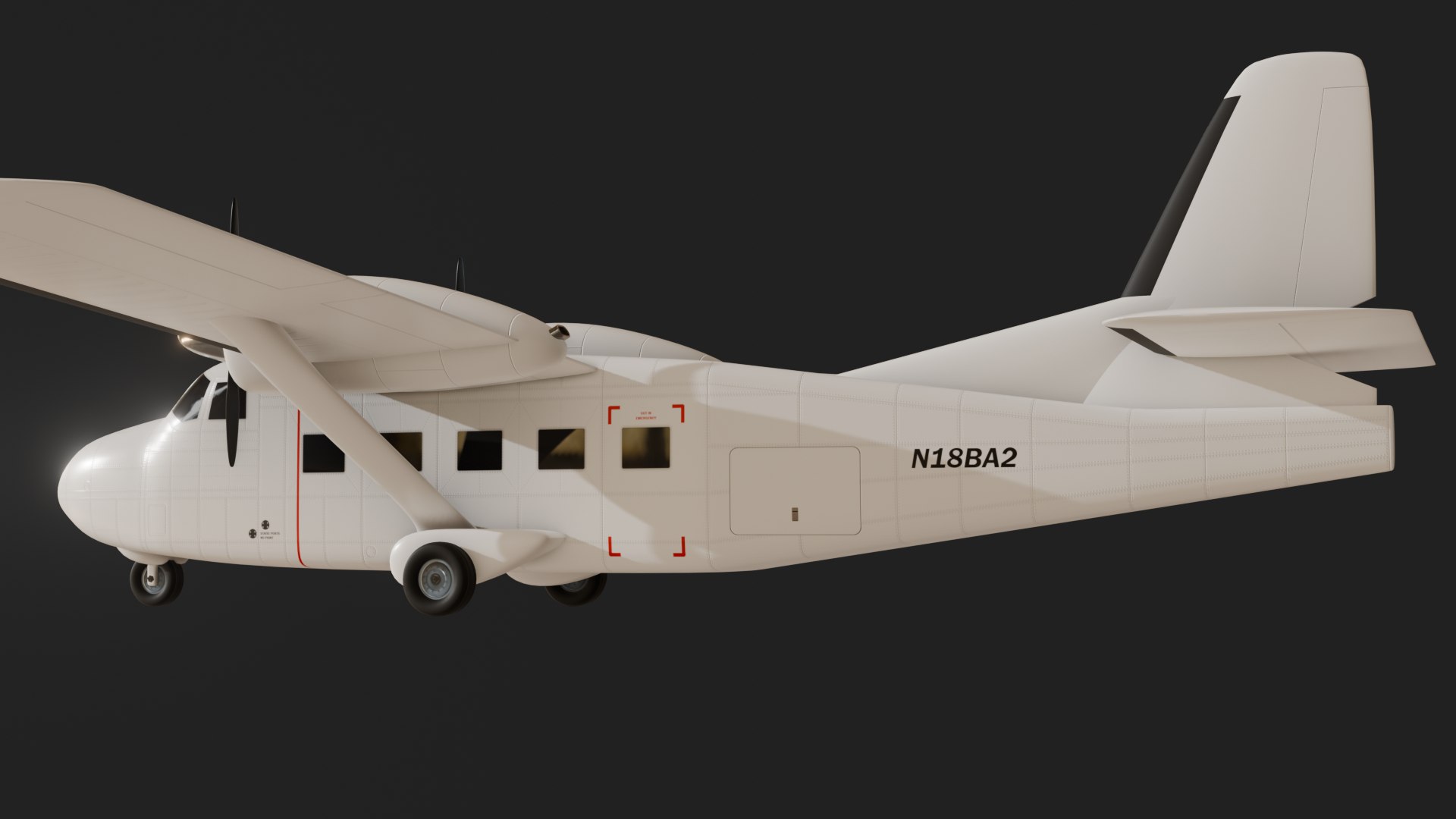 3D Realistic Fictional Twin-Prop Aircraft - TurboSquid 2351081