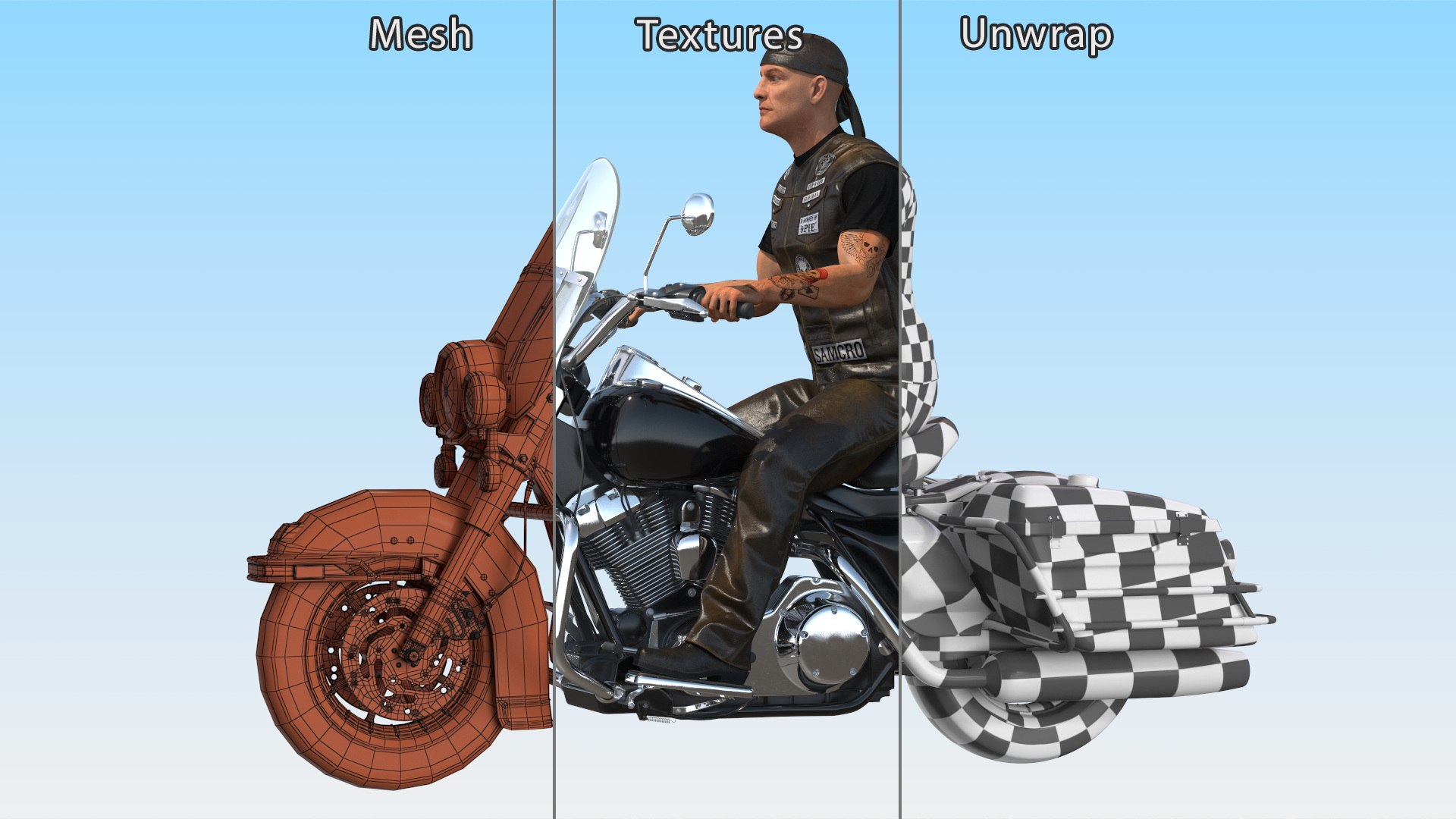 3D Road King Motorcycle With Biker Model - TurboSquid 2323665